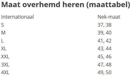 Maat overhemd bepalen. De maat bepalen van heren en dames overhemden.